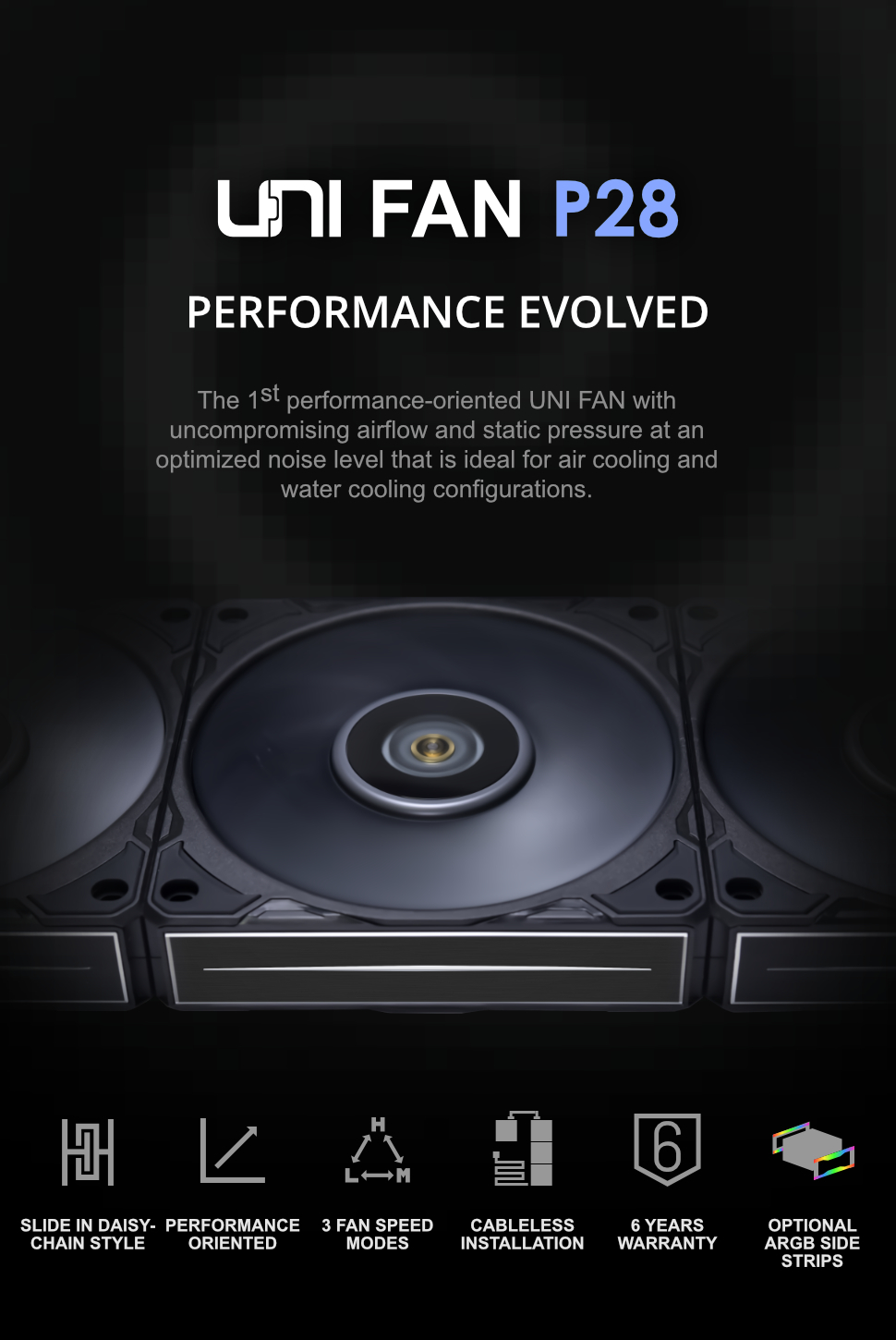 LIAN LI UNI Fan P28 120 Black 1x 12cm Fan Pack without a Fan Speed Controller -- UF-P28120-1B ...